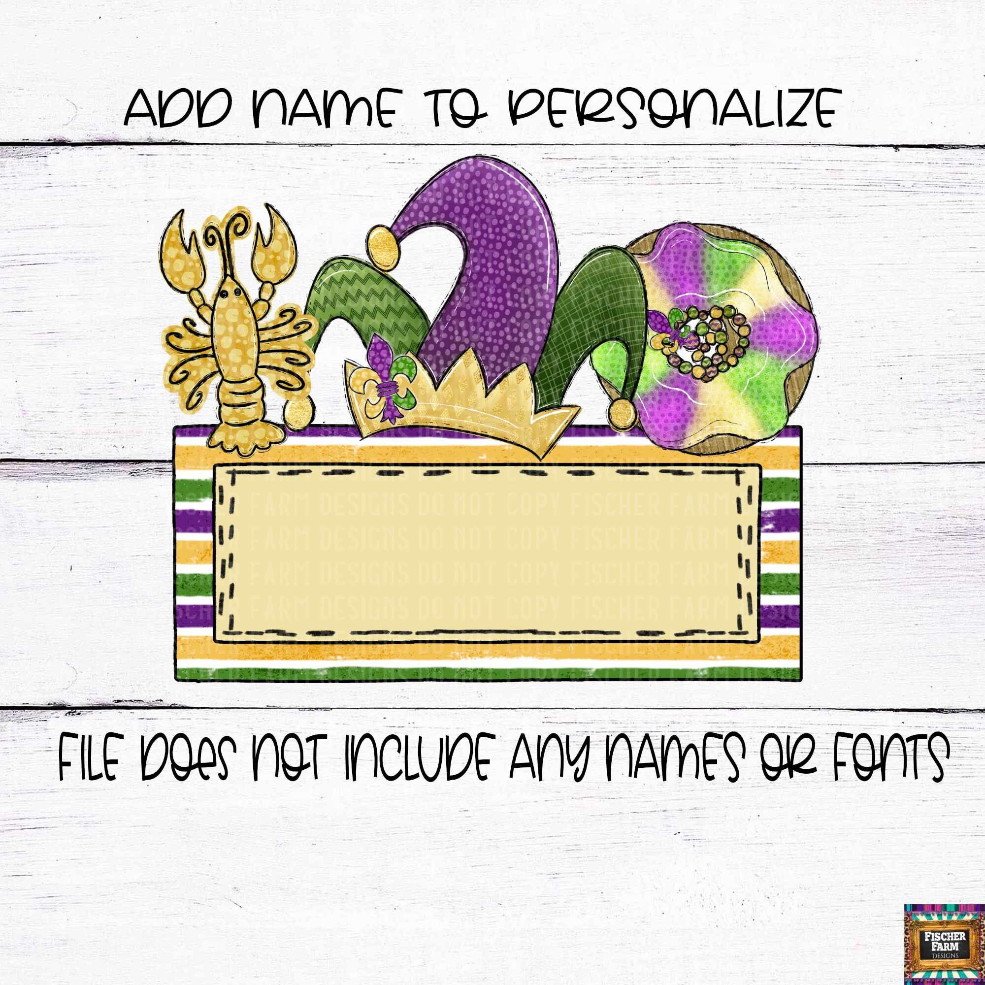 Mardi Gras Trio Nameplate, Boy or Girl Design, Mardi Gras Jester Hat ...