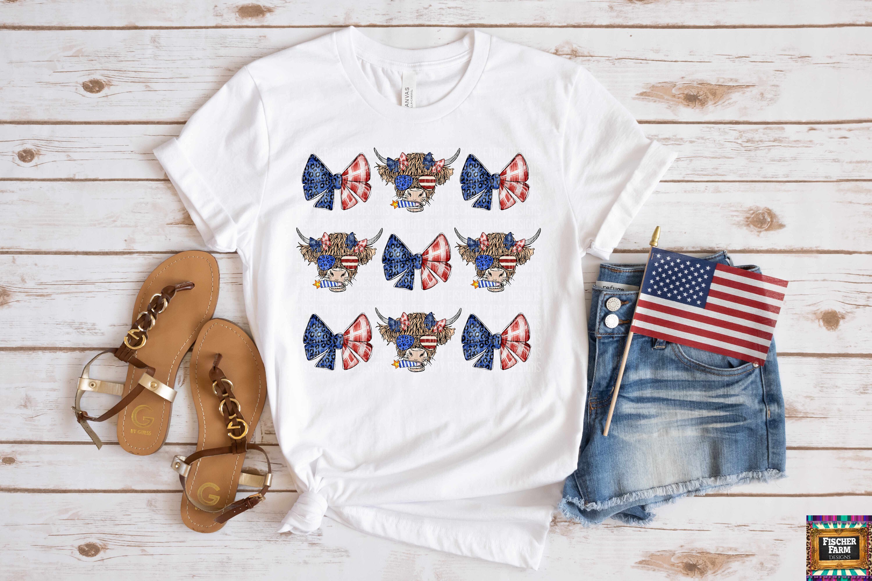 Coquette, Cow, Western, America, 4th of July, American, Flag, Usa ...