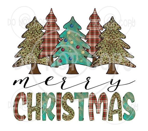 Merry Christmas Trees Digital Download Png Jpeg | Etsy