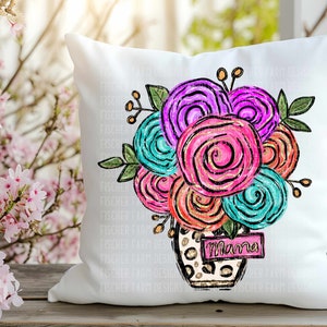 Happy Mothers Day, Bouquet, Mama, Mom, Floral, Flowers, Hand Drawn ...