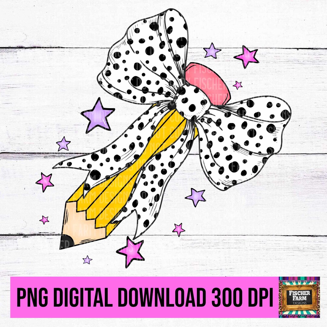 Back to School, Teacher, Coquette Bow, Dalmatian Dots Print Bow, Pencil ...