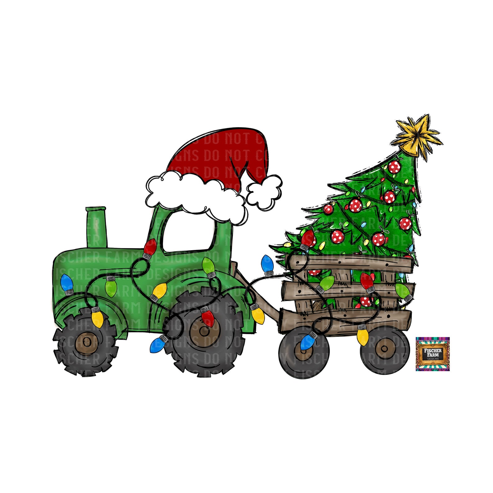 Christmas Tractor Merry Christmas Farm Christmas Lights - Etsy