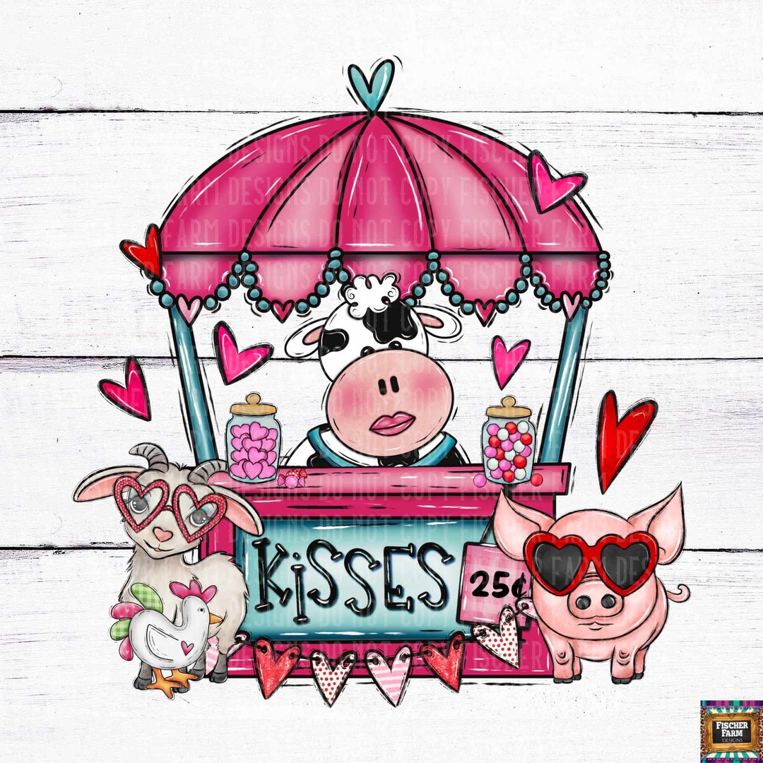 Valentines Day Cow, Kissing, Booth, Moo, Pig, Goat, Chicken, Hearts ...