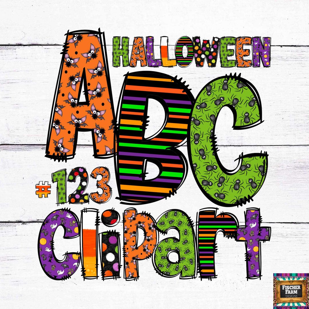 Halloween Doodle Letters, Clipart, Customize Your Own Name, Doodle ...