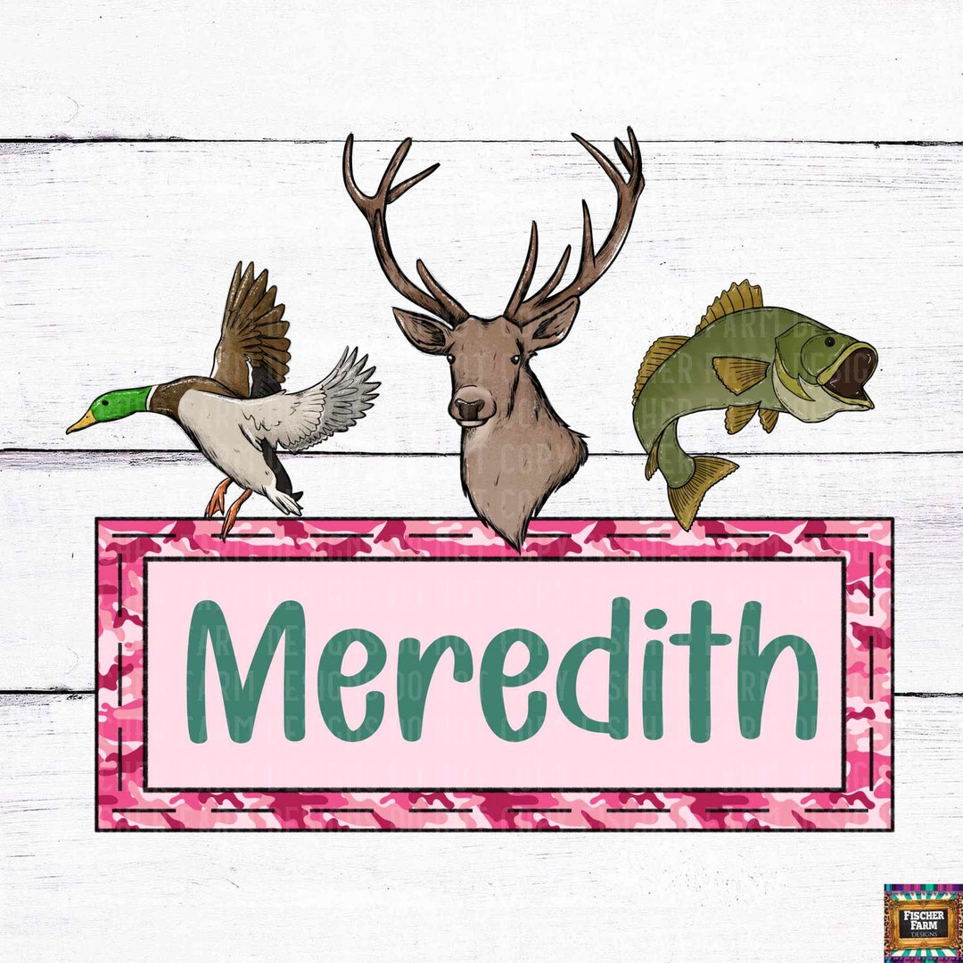 Bass, Deer and Duck Trio Hunting Girl Nameplate, Kids Design ...