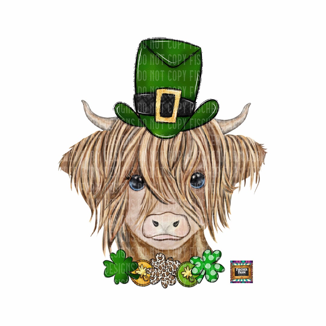 St. Patrick's Day, Highland Cattle, Lucky Heifer, Rainbow, Gold, 4 Leaf ...