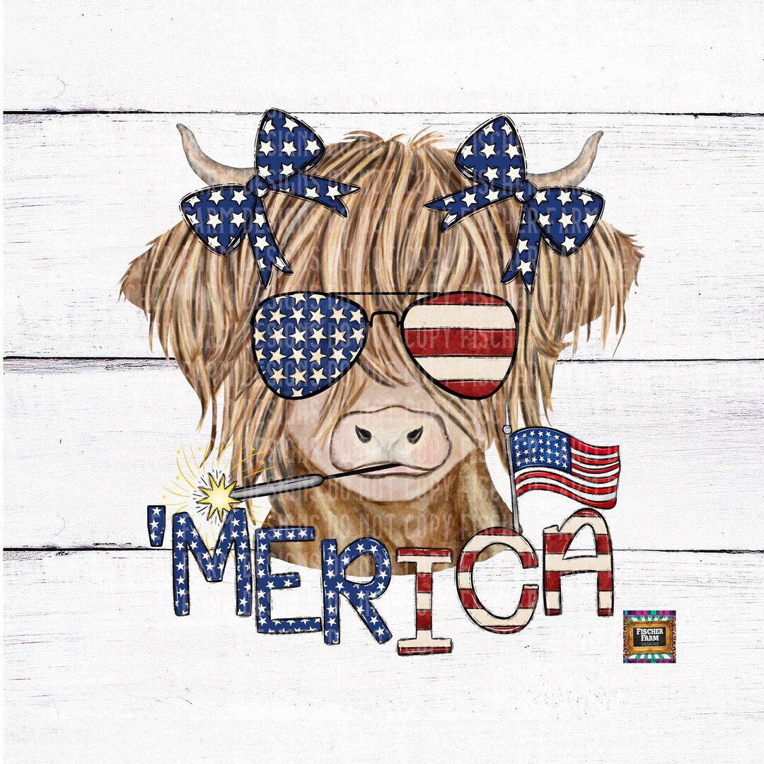 4th of July, America, Long Haired Cow, Stripes, Flag, USA, Freedom ...