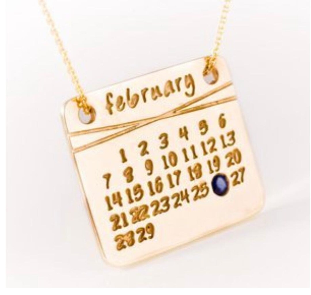 Custom Calendar Necklace- Cute Lovers Calendar Jewelry- Dainty Special ...
