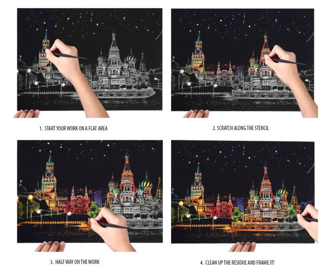 Landscape Scratch Art - Etsy