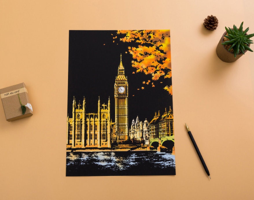 Landscape Scratch Art - Etsy