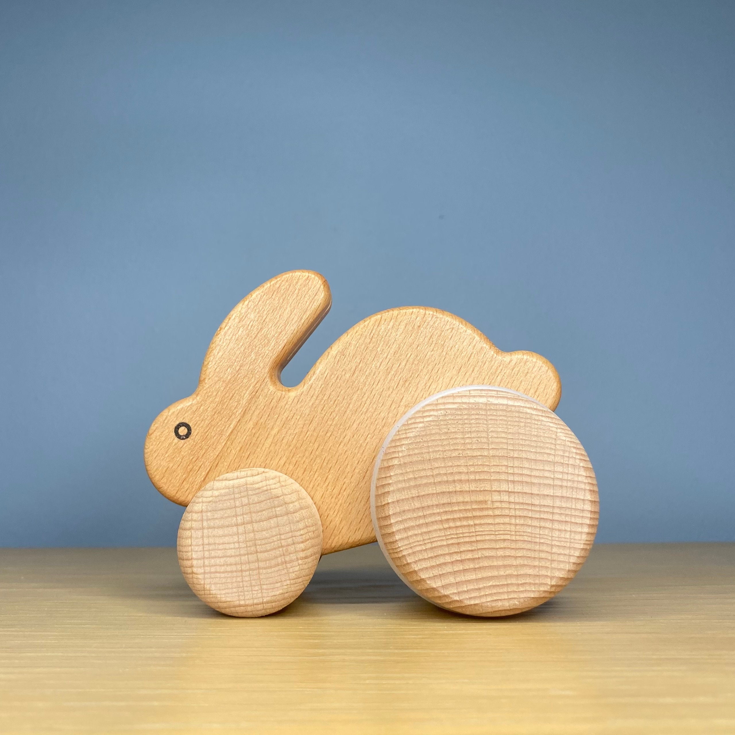 Children's Wooden Toy Push Along Rabbit Natural Hopping - Etsy UK