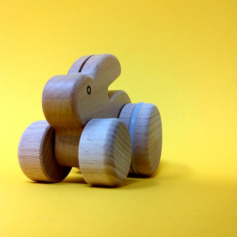 Children's Wooden Toy Push Along Rabbit Natural Hopping - Etsy UK