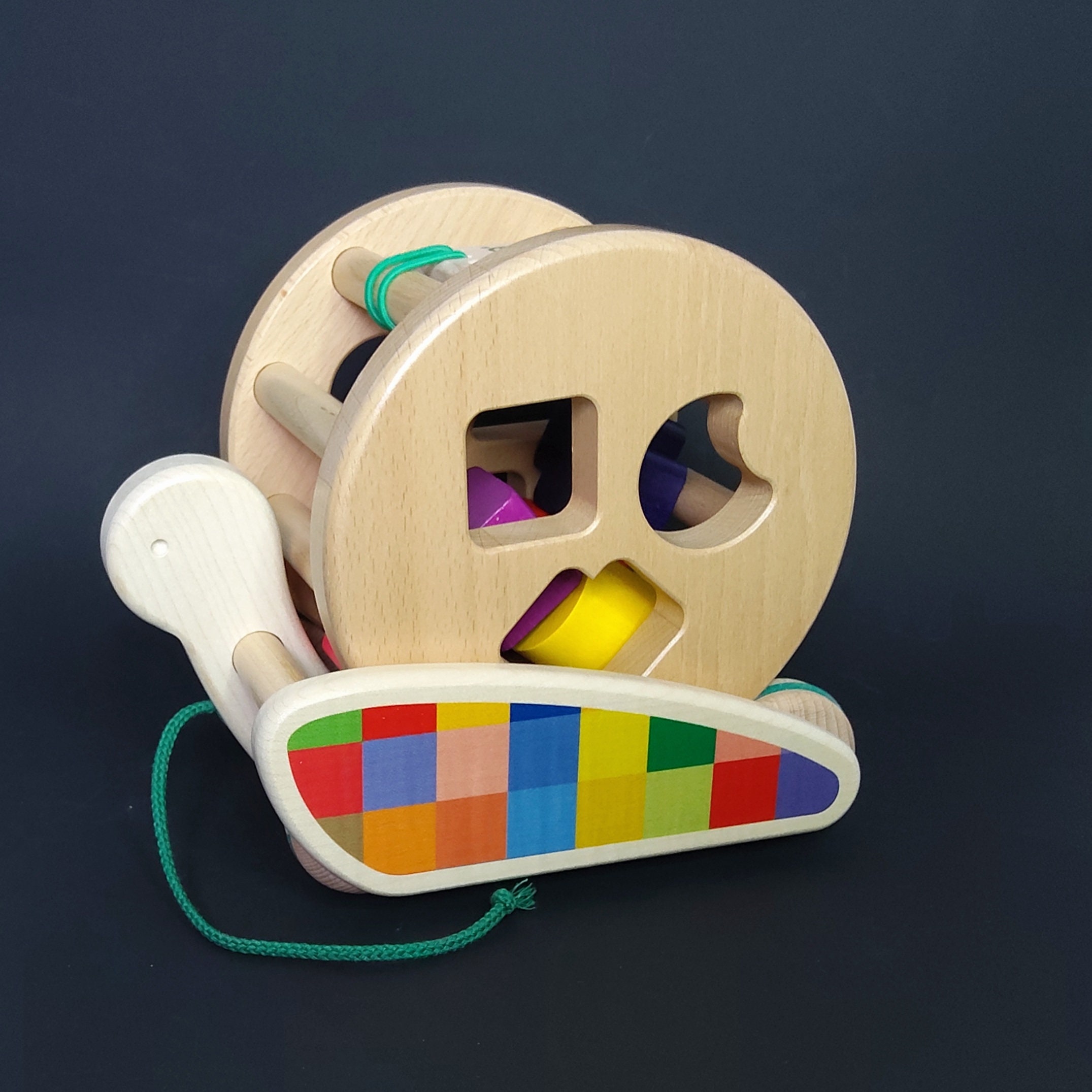 Children's Wooden Snail Shape Sorter Toy Push & Pull - Etsy UK