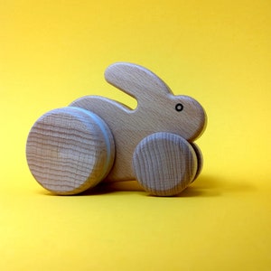 Children's Wooden Toy, Push Along Rabbit Natural, Hopping Motion, Role ...