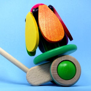 Wooden Push Along Toy, Rainbow Flower, Traditional Toy, Wooden Pull ...