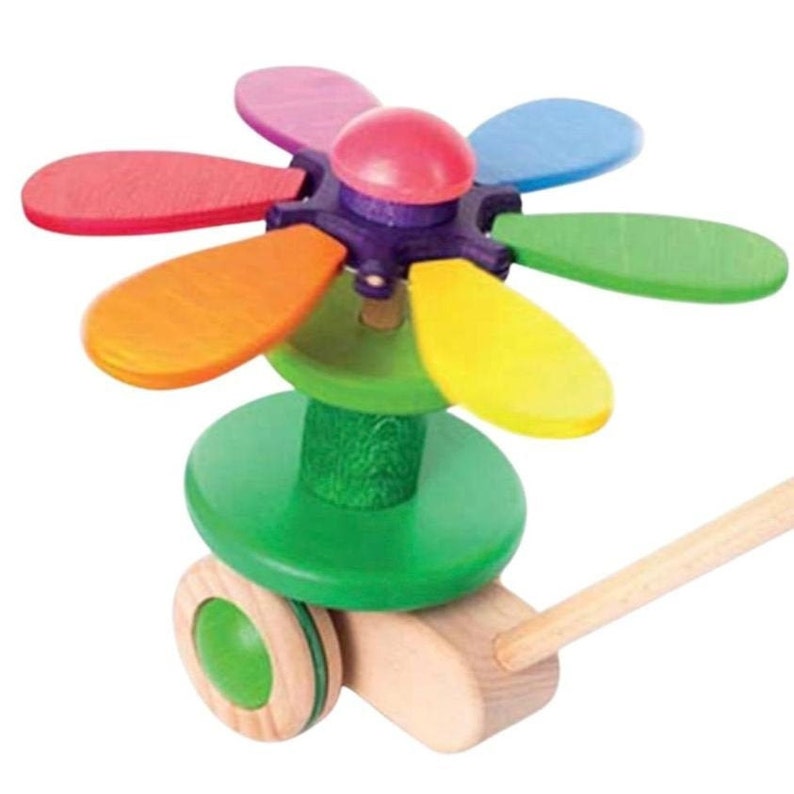 Wooden Push Along Toy Rainbow Flower Traditional Toy Wooden - Etsy