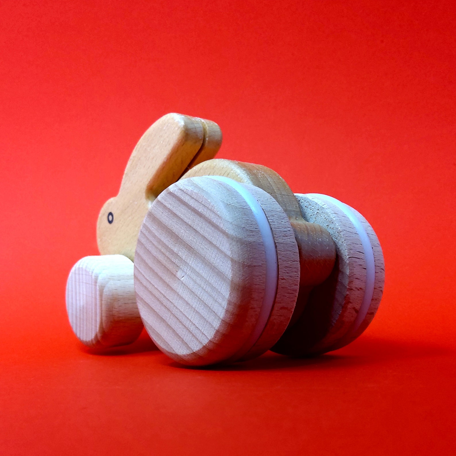 Children's Wooden Toy Push Along Rabbit Natural Hopping - Etsy UK