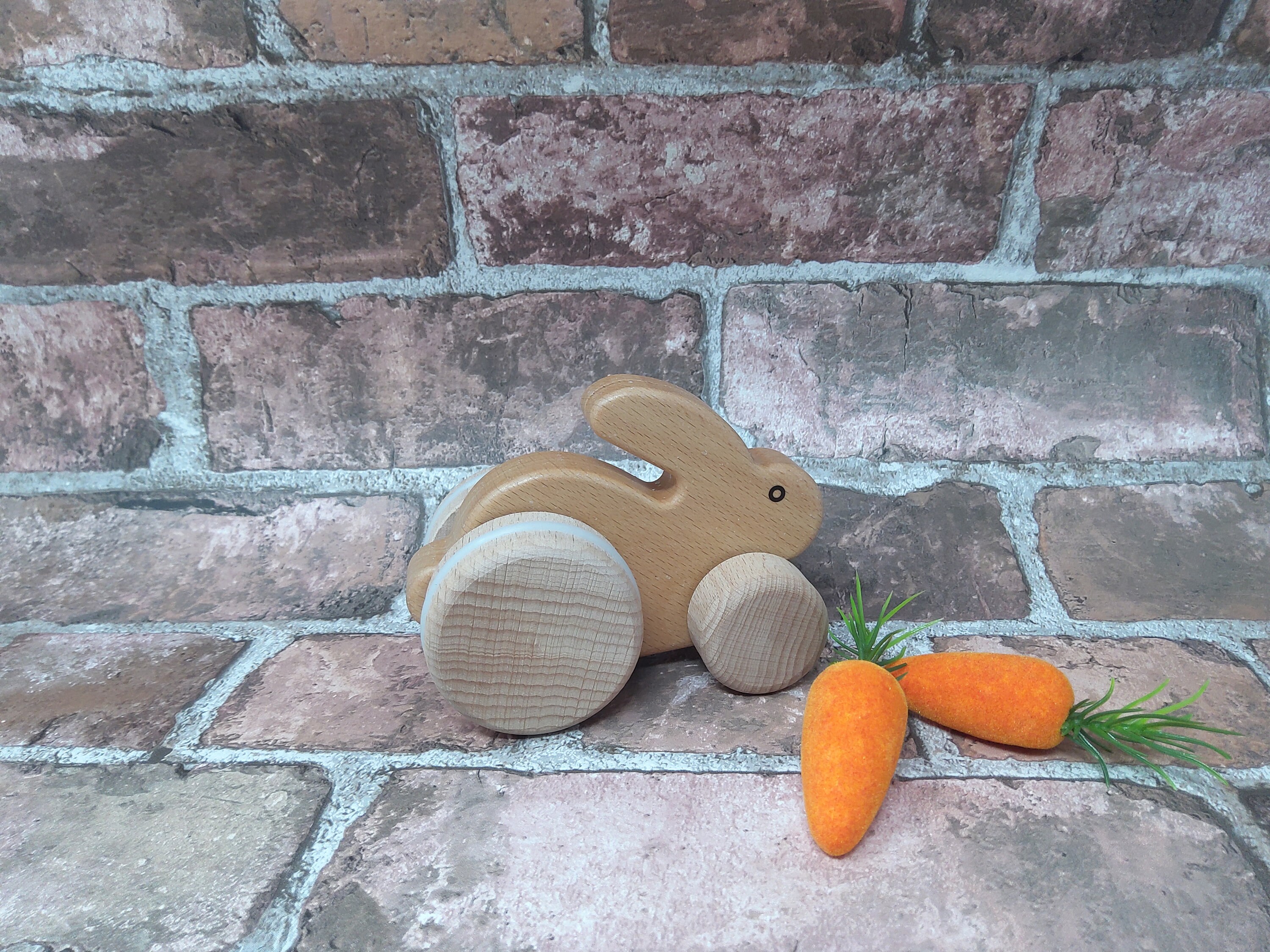 Children's Wooden Toy Push Along Rabbit Natural Hopping - Etsy UK