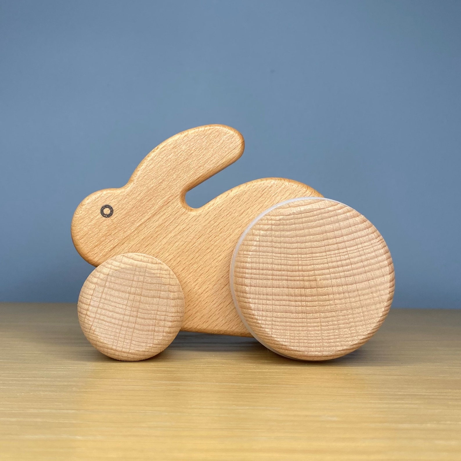 Children's Wooden Toy Push Along Rabbit Natural Hopping - Etsy UK