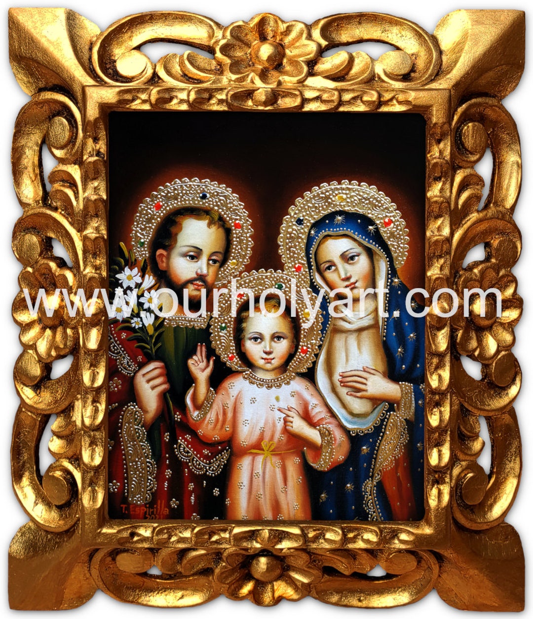 Holy Family - Sacred Family - Original Oil Painting - Hand Painted ...