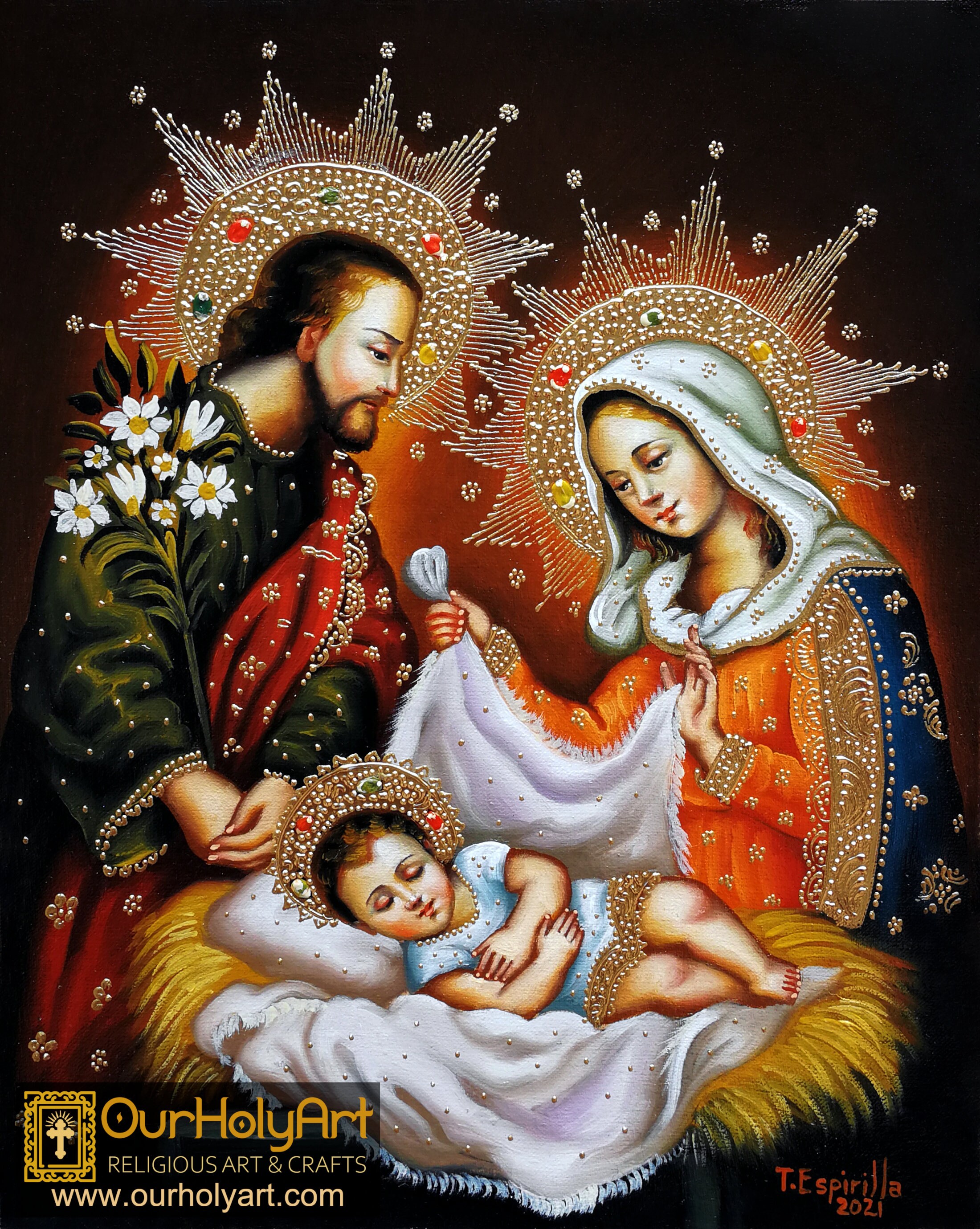 Oil Painting Art & Collectibles Religious Art Nativity of Jesus Sacred ...