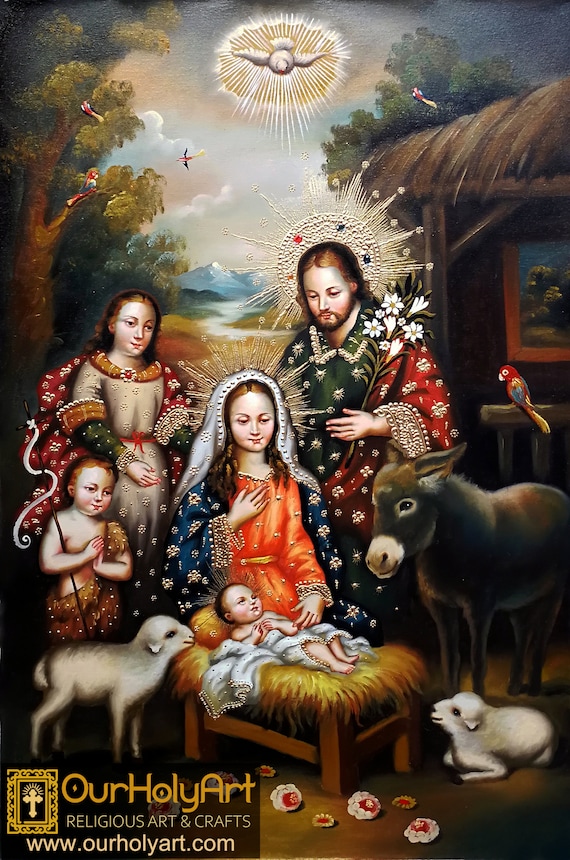 Oil Painting Art & Collectibles Religious Art Nativity of Jesus Sacred ...