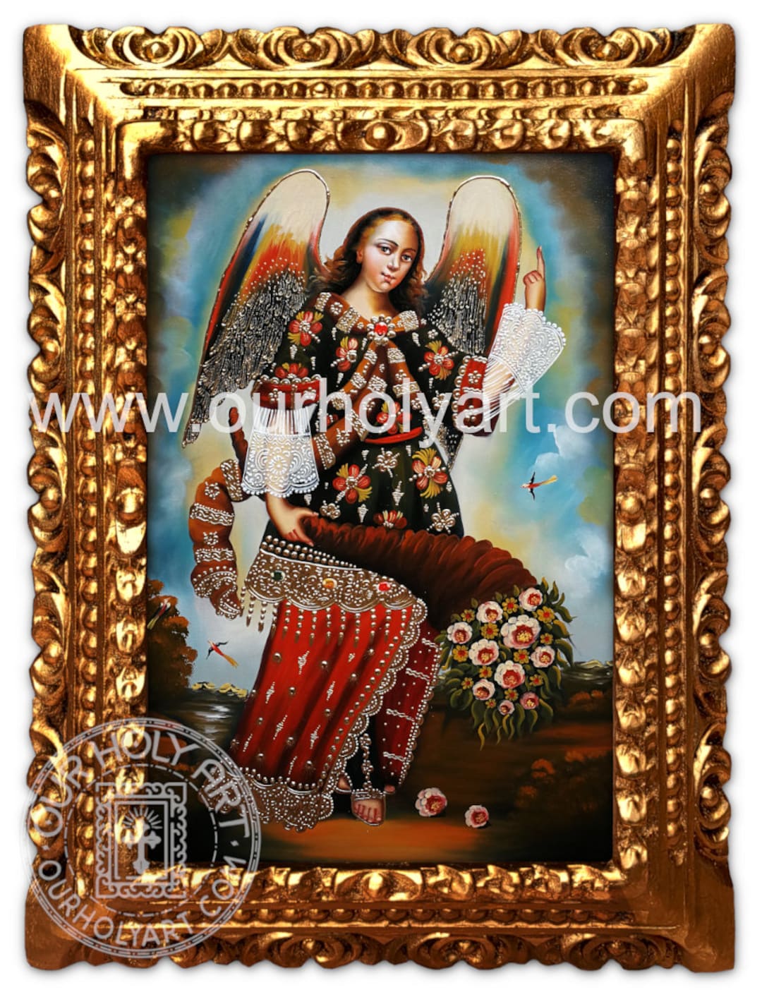 St Gabriel Archangel, St Gabriel, Angel Gabriel, Oil Painting, Handmade ...