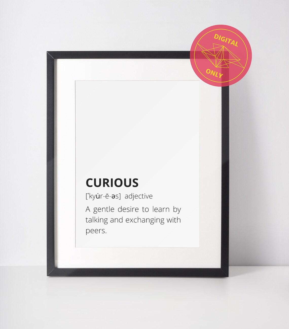 Curious Definition Downloadable Minimalistic Poster INSTANT DIGITAL ...