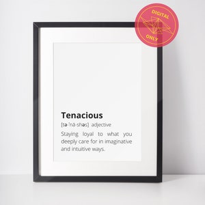 Tenacious Definition Downloadable Minimalistic Poster INSTANT DIGITAL ...