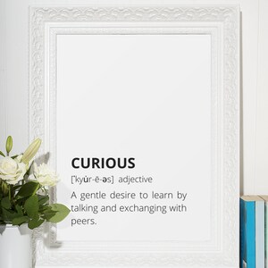 Curious Definition Downloadable Minimalistic Poster INSTANT DIGITAL ...