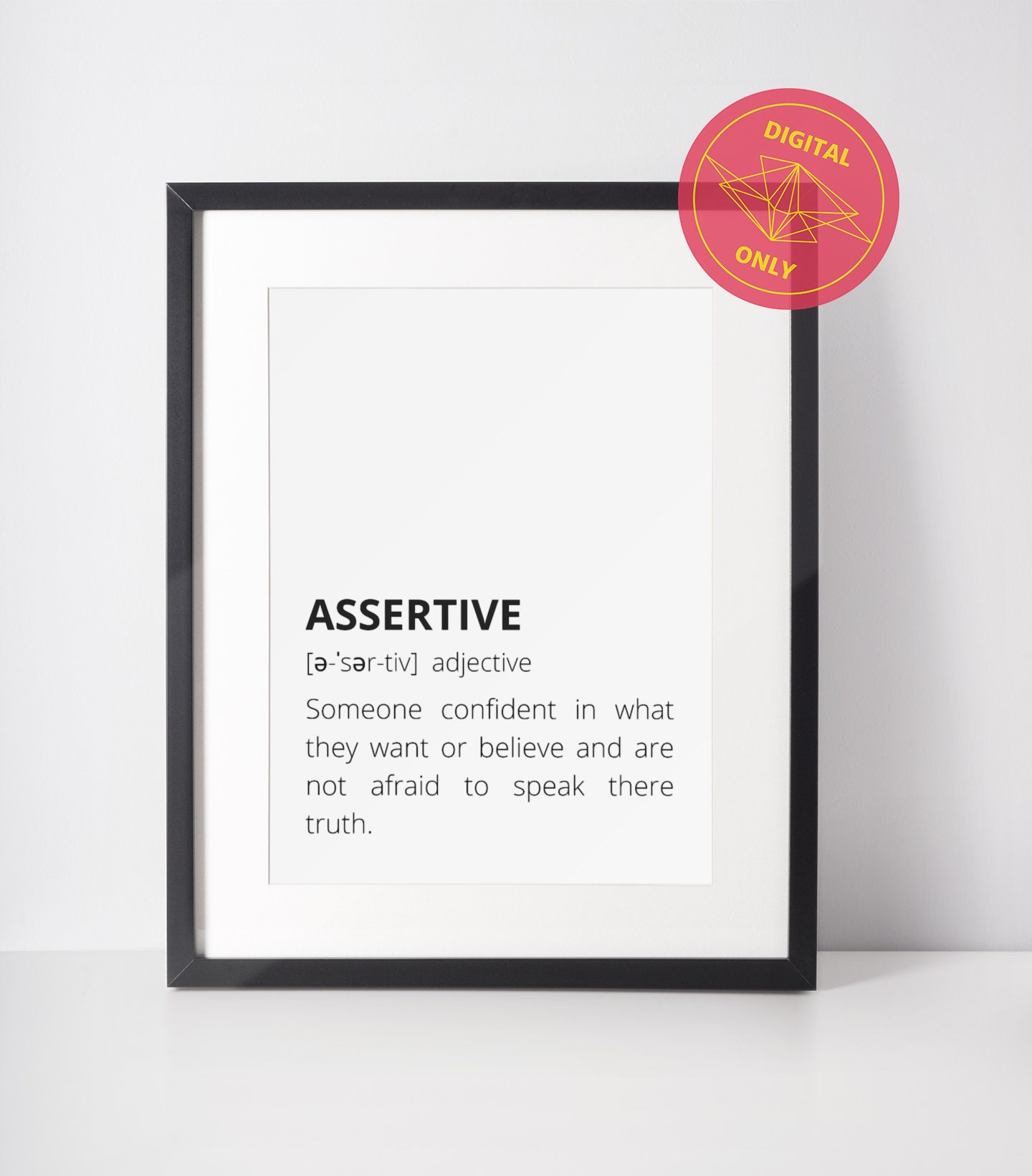 Assertive Definition Downloadable Minimalistic Poster - Etsy