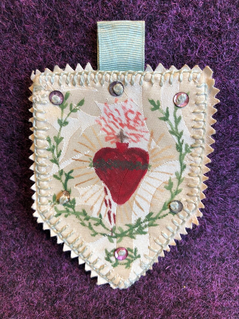 Vintage Sacred heart Scapular handmade catholic Religious | Etsy