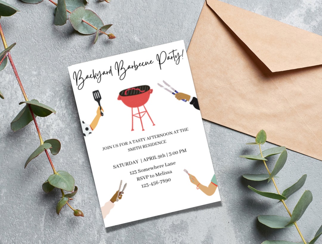 Backyard Barbecue Party Invitation, Summer Party Invitation, BBQ ...