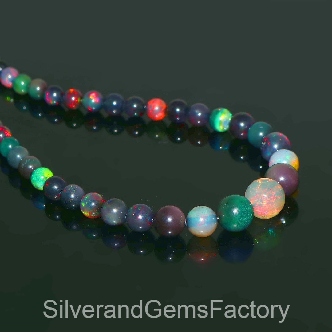 Ethiopian Opal Bead Necklace, Flashy Fire Opal, Handmade 17 Inch - Etsy