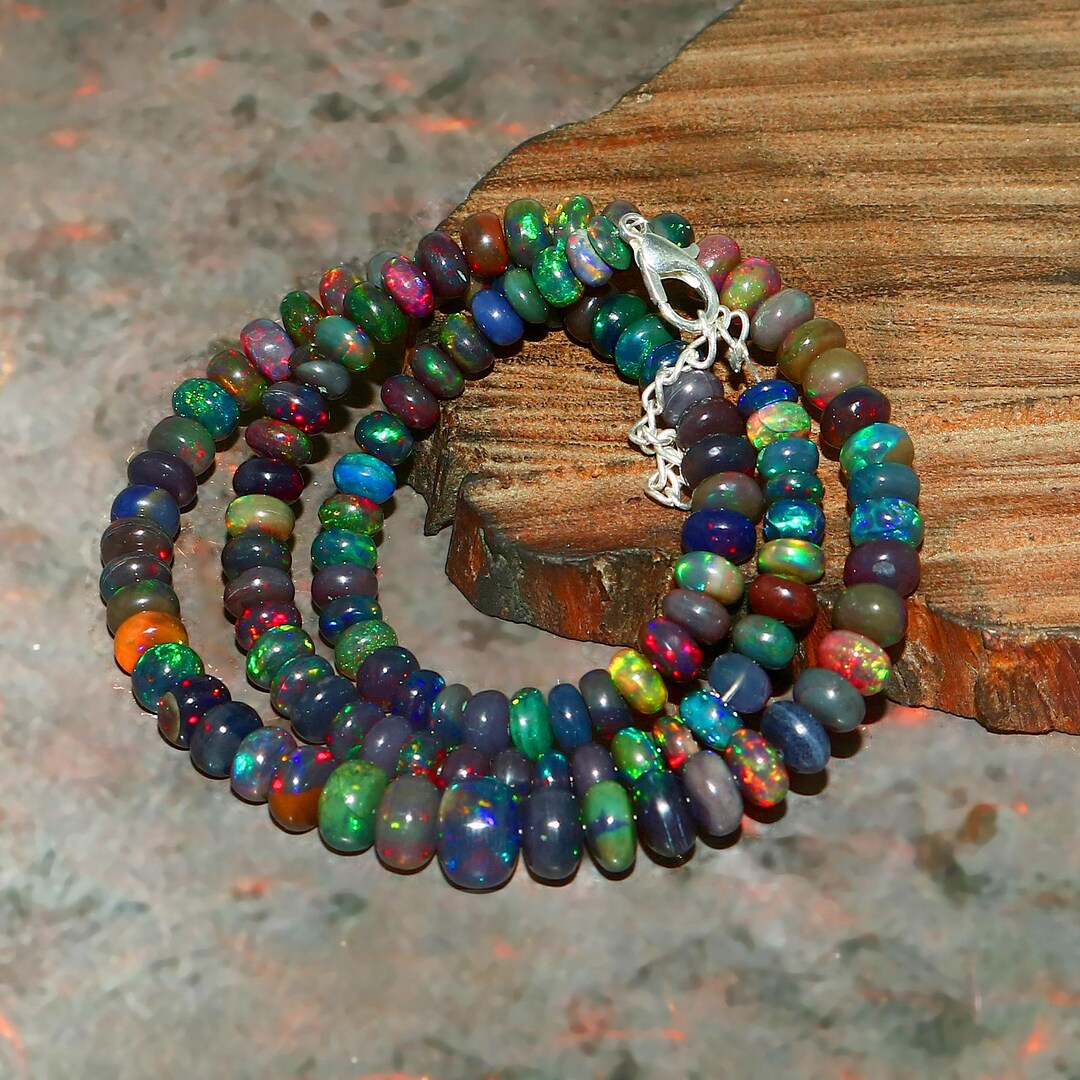 Ethiopian Opal Bead Strand, Blue Fire Rondelle Gemstone, 17 Inch - Etsy