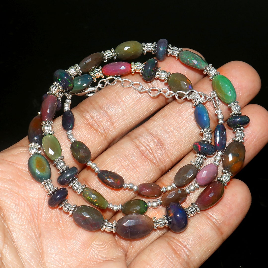 Opal Beads Natural Opal Beads Welo Fire Opal Rainbow Choker Handmade ...