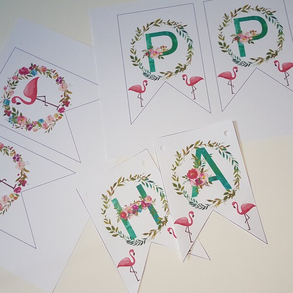 Flamingo Printable Birthday Banner - Etsy
