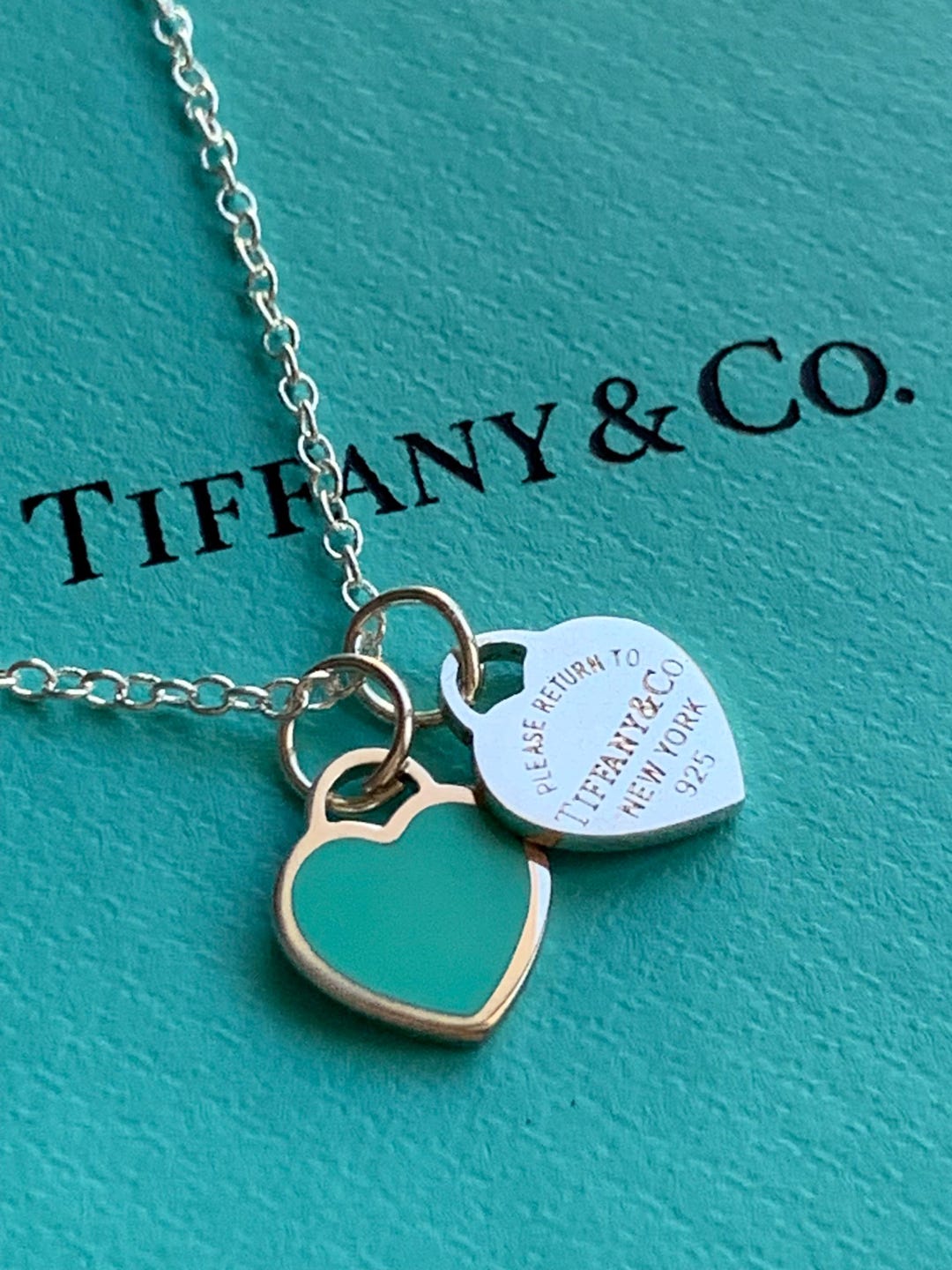 Authentic Tiffany Blue Double Heart Pendant Upcycled - Etsy