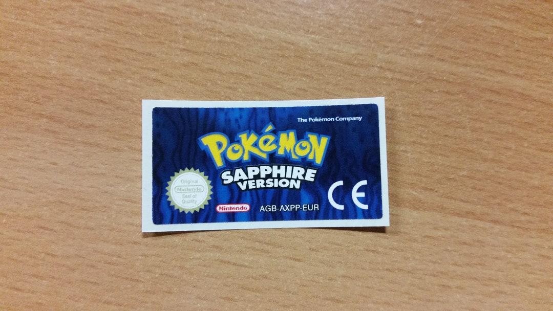 Gameboy Advance Pokemon Sapphire Replacement Label Sticker Nintendo ...