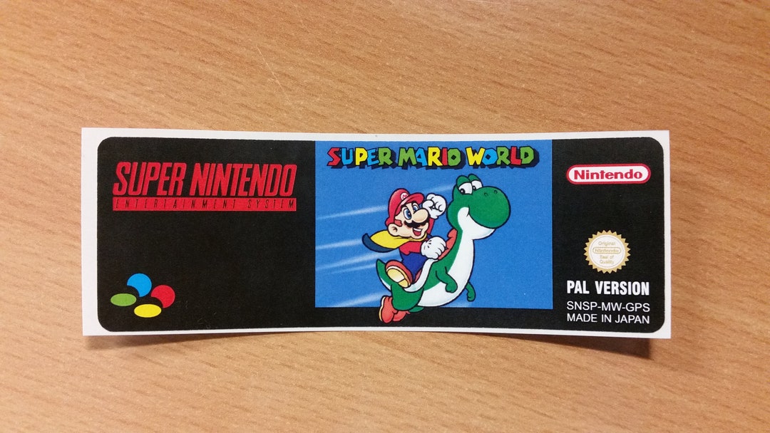 Nintendo SNES Super Mario World Replacement Label Decal Sticker Precut ...