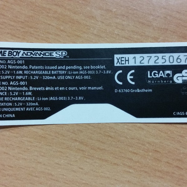 Gameboy Advance Sp Shell Label - Etsy