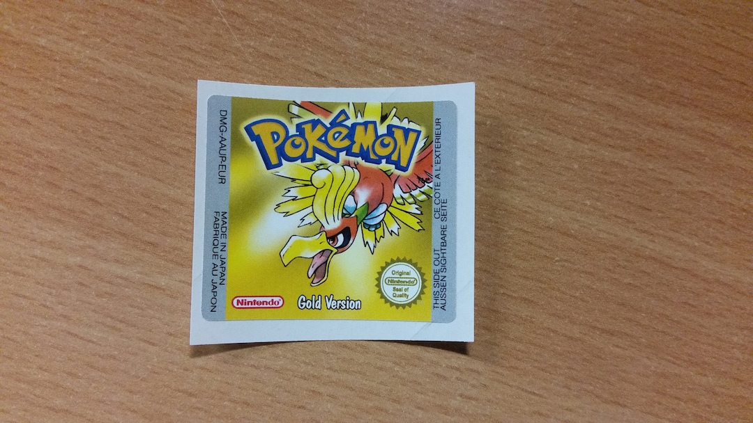 Gameboy Pokemon Gold Replacement Label Decal Sticker Nintendo Cartridge ...