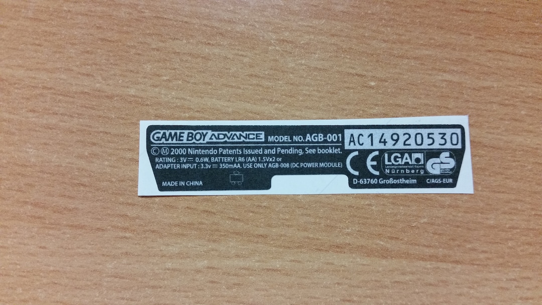 Gameboy Advance Back Label Cartridge Replacement Label Sticker Precut ...