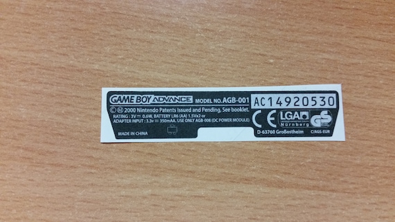 Gameboy Advance Back Label Cartridge Replacement Label Sticker | Etsy
