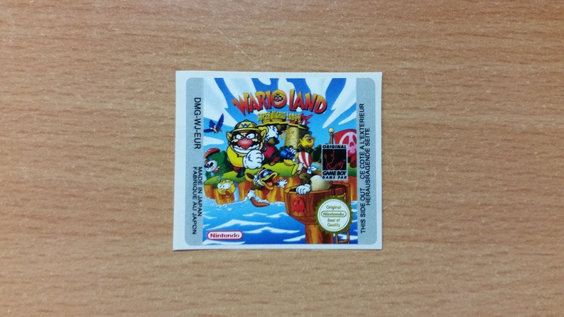 Gameboy SUPER MARIO LAND 3 - Wario Land Replacement Label Decal Sticker ...