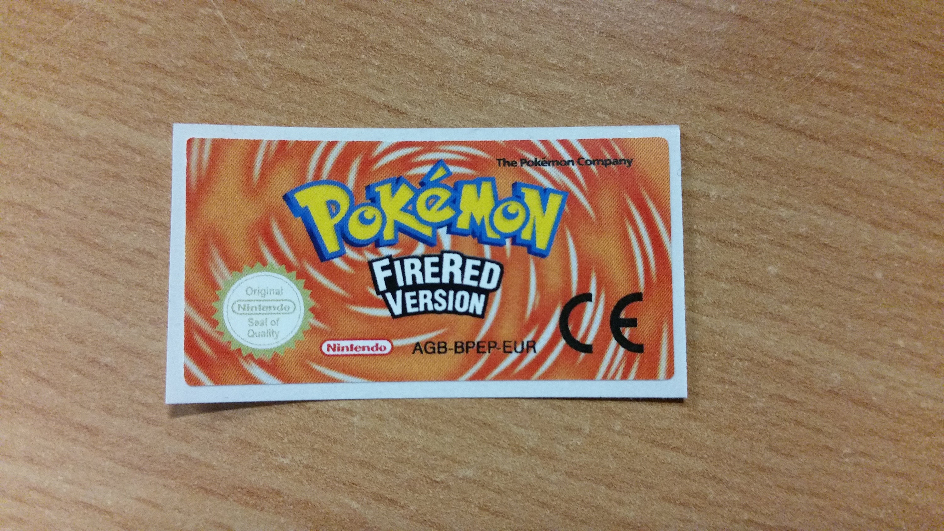 Pokemon Fire Red Cartridge Label