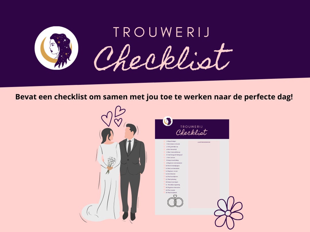 Trouwerij Checklist, Bruiloft Planning, Trouwen Planner, Checklist Voor ...