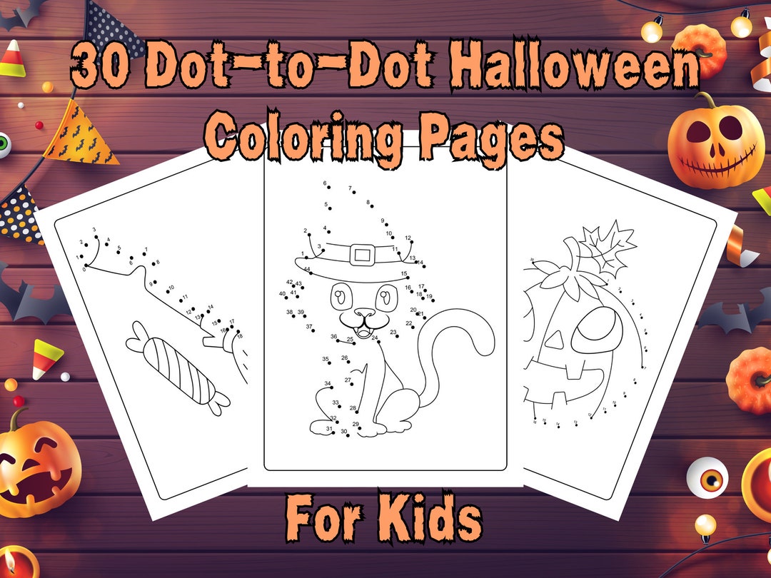 Dot-to-dot Halloween Coloring Pages Cute Bundle of 30 Dot-to-dot ...