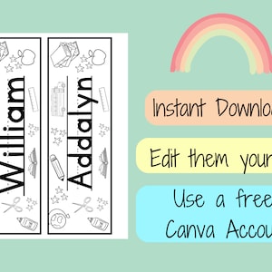 Coloring Activity Pre-k Name Tags Personalized Name Plates for Students ...