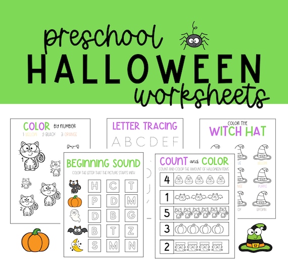 Hojas De Trabajo Imprimibles De Halloween Para Preescolares Vector De